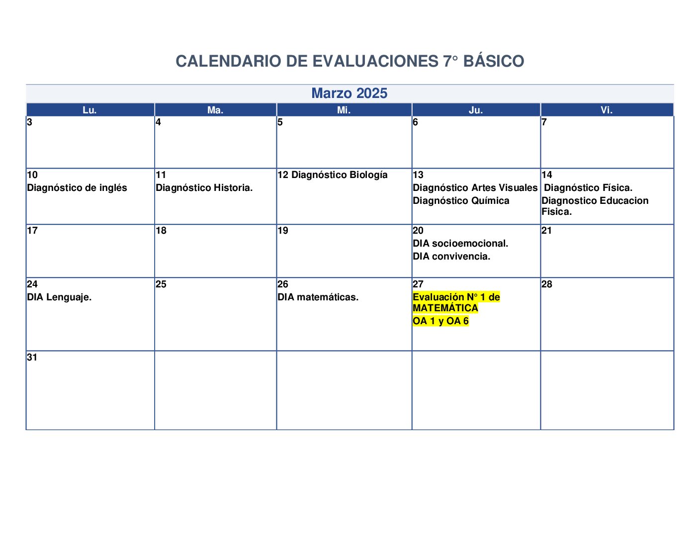 7° Básico – Colegio Galvarino